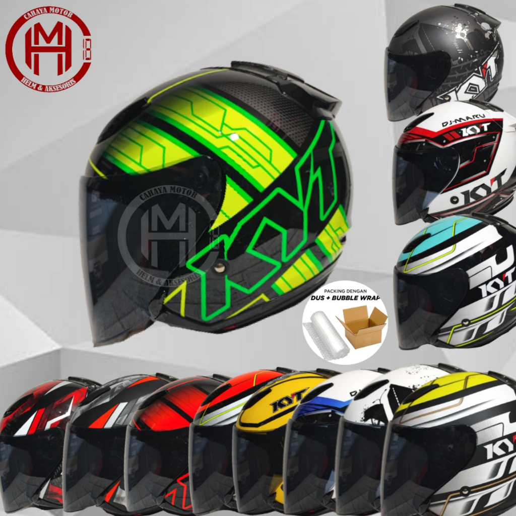 KYT DJ MARU HELMET VENOM BLACK GLASS|HALF FACE | Shopee Singapore