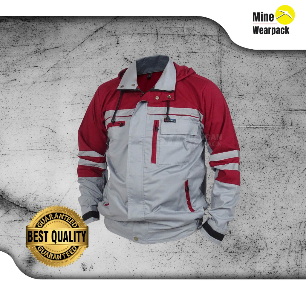 MERAH Maroon Gray Safety JacketTe Reflector Project Uniform | Shopee ...