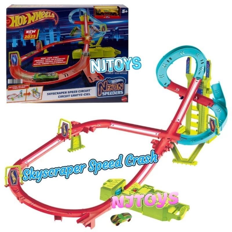HOTWHEELS Hot Wheels Track Neon Speeders Skyscraper Speed Circuit Crash ...
