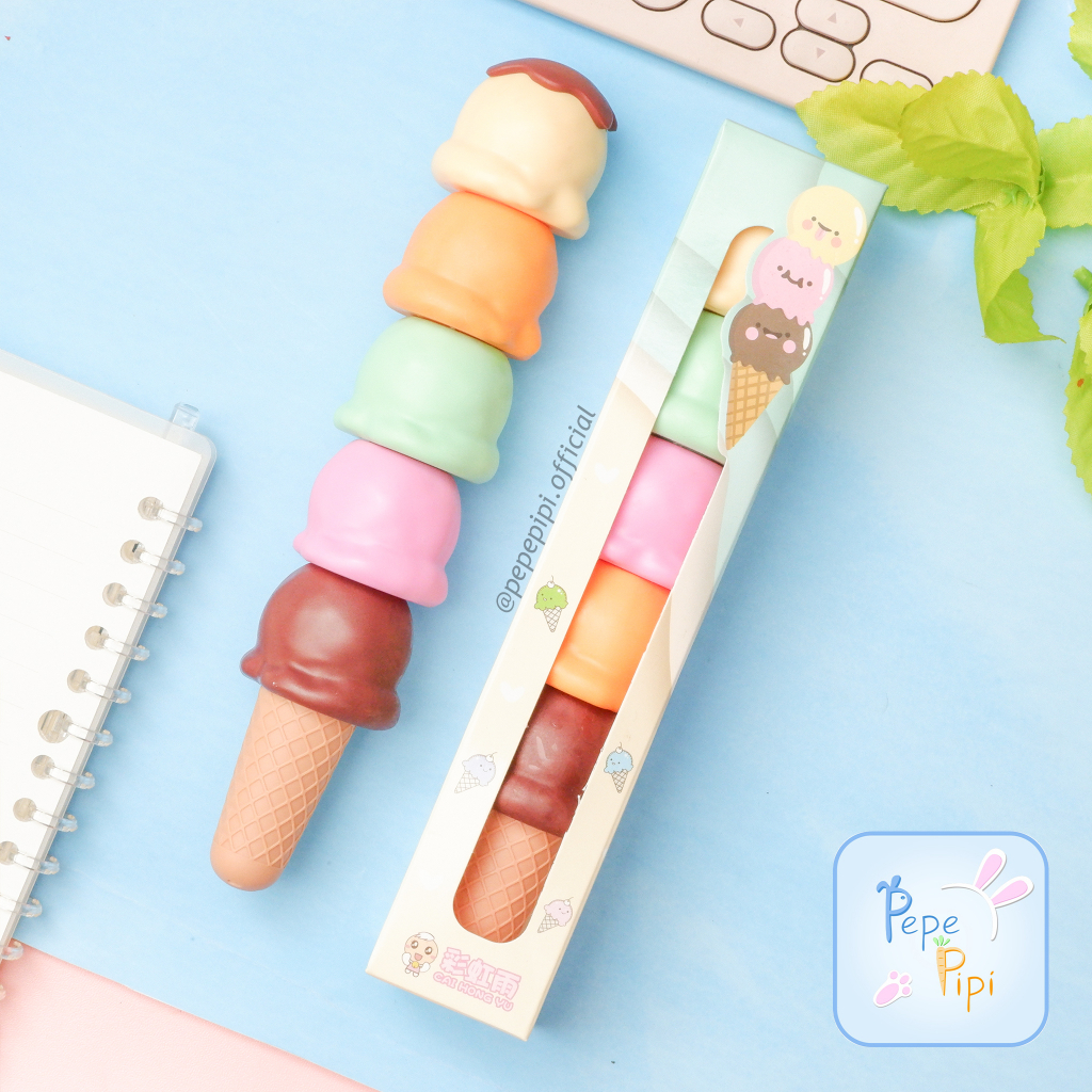 Highlighter 3D Stack Ice Cream Cone Marker Pastel Marker Textlighter ...
