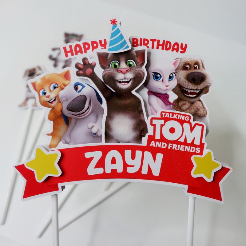 3d Cake Topper Talking Tom & Friends Character Birthday Cake Decoration ...