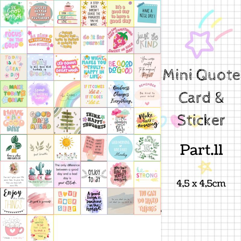 QUOTE CARD STICKER QUOTE 50 PCS MINI QUOTE CARD & STICKER QUOTE ...