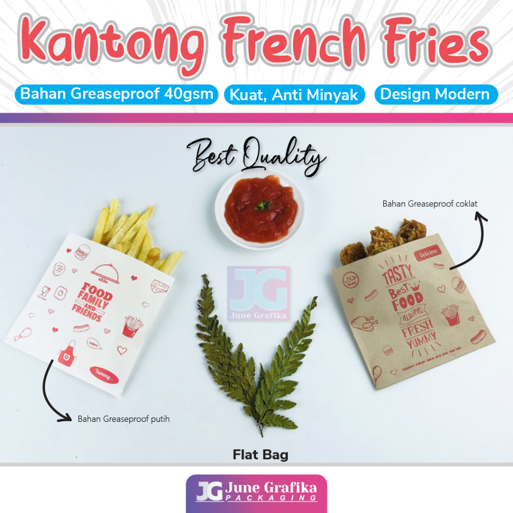 French Fries Bags CONTENTS 100 pcs French Fries Packaging / French ...