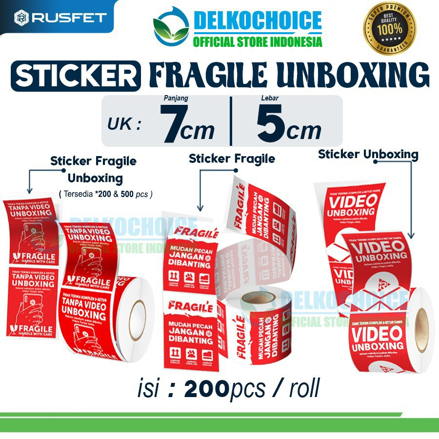 Unboxing FRAGILE Sticker Cromo RUSUFET HANDLE WITH CARE Sticker 200PCS ...
