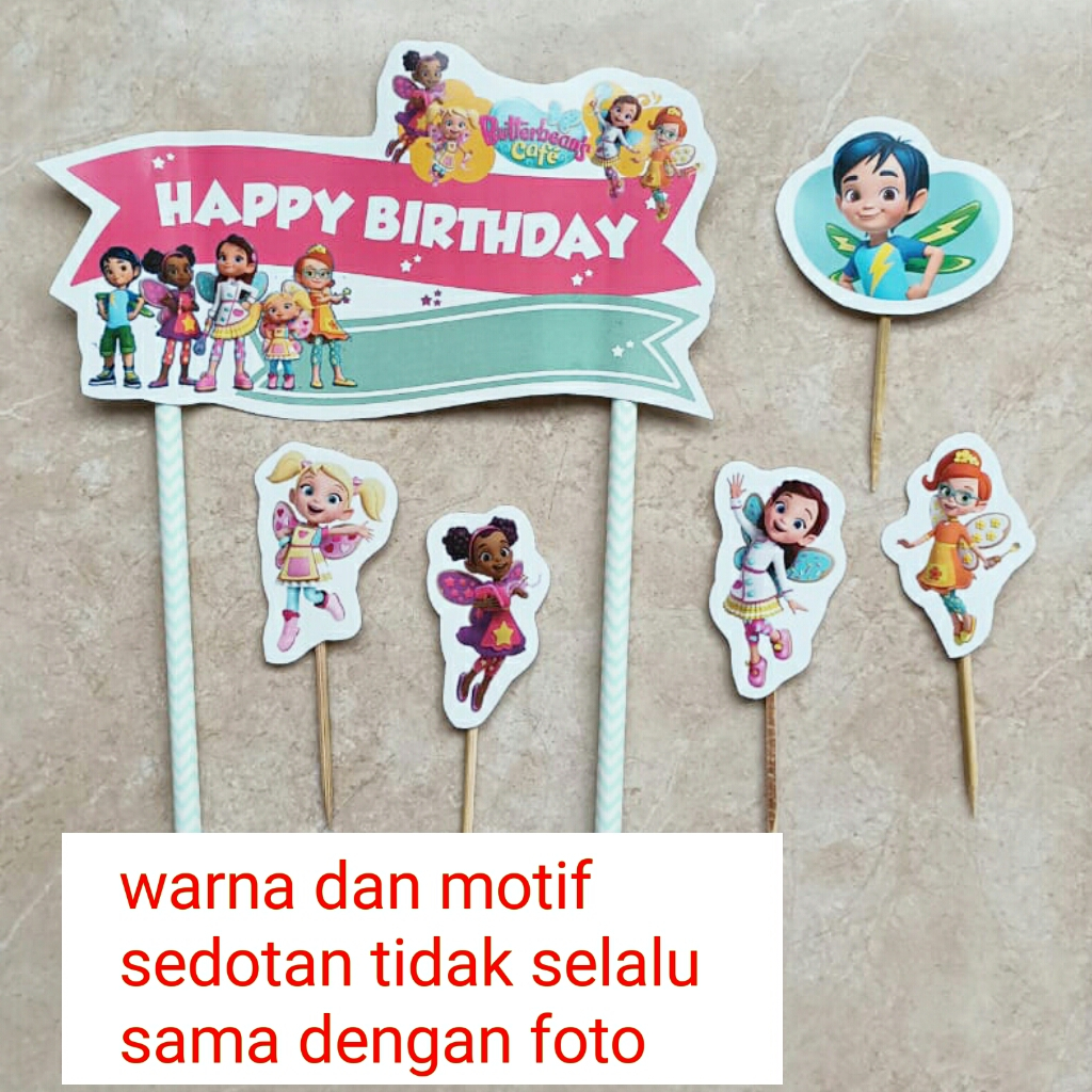 cake topper hiasan kue ulang tahun karakter butterbean's cafe | Shopee ...