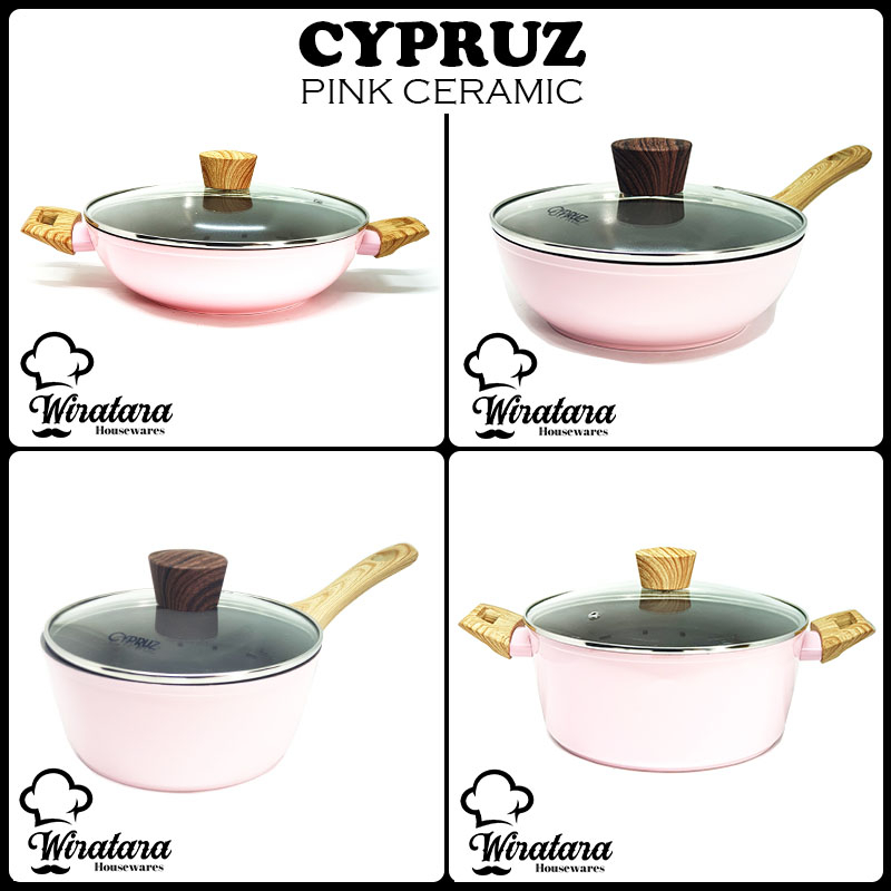 Pink Ceramic Frying Pan Non-Stick | Marble Frying Pan | Fry Pan | Wok ...