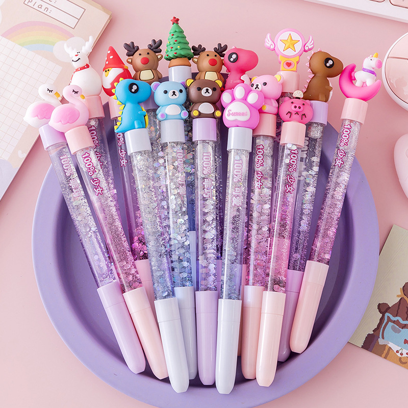 0.5mm gel Pen, crystal water glitter, beautiful Korean motif, motof ...