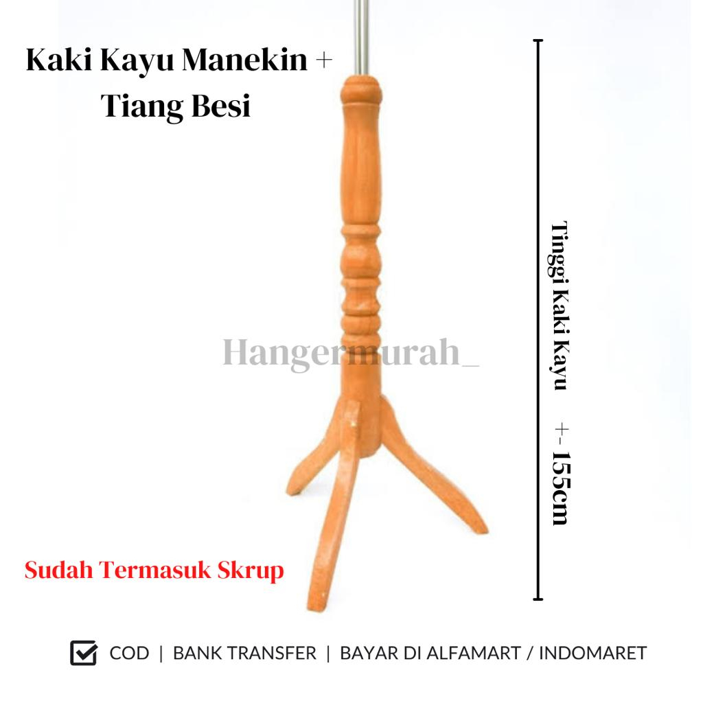 KAYU Mannequin Wooden Leg + Iron Pole Supporting Statue / Mannequin ...