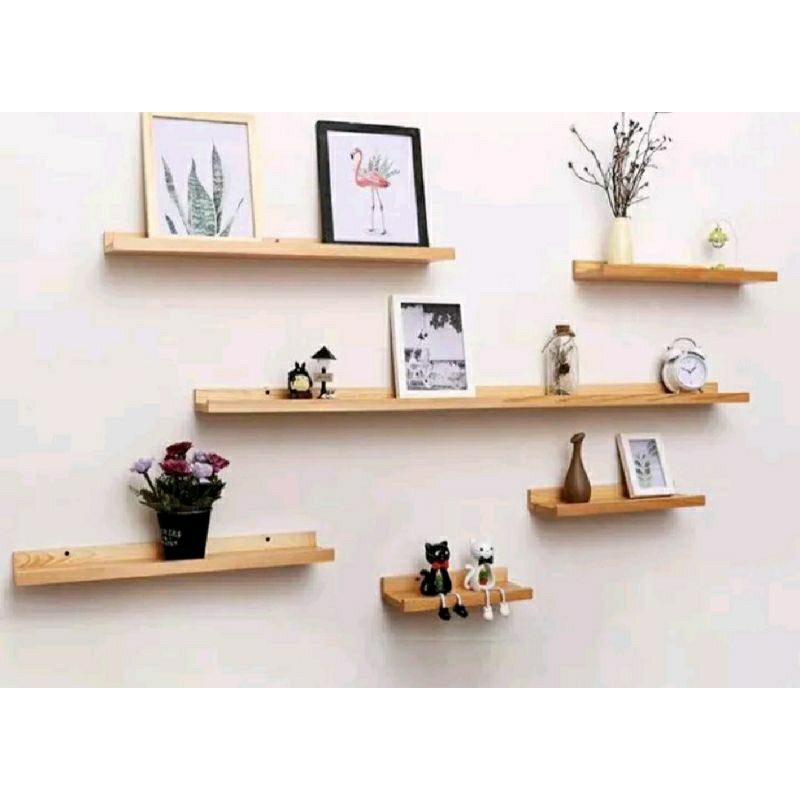 KAYU Aesthetic Wooden Wall Shelf Multi-Purpose Decorative Shelf Size ...