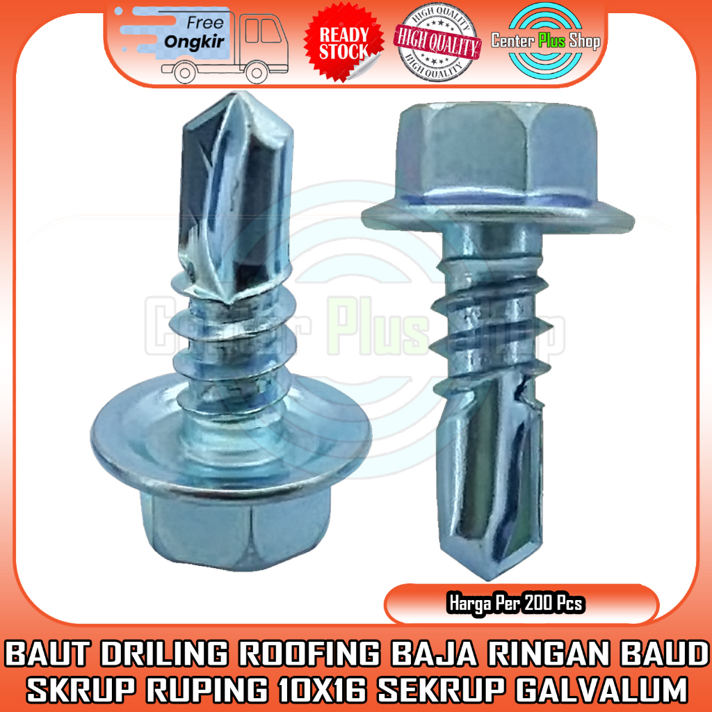 200PCS 10X16 LIGHT STEEL ROOFING SCREW BOLT ROOFING BOLT ROOFING BOLT ...