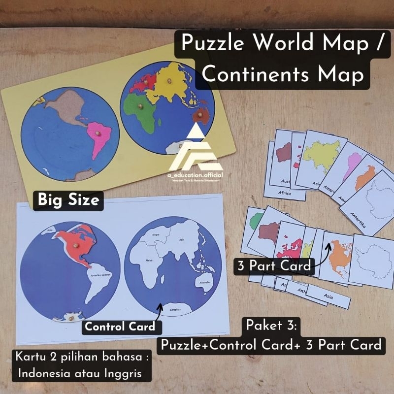 World Map Continents Map Montessori Puzzle | Shopee Singapore