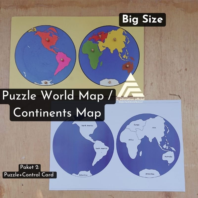 World Map Continents Map Montessori Puzzle | Shopee Singapore