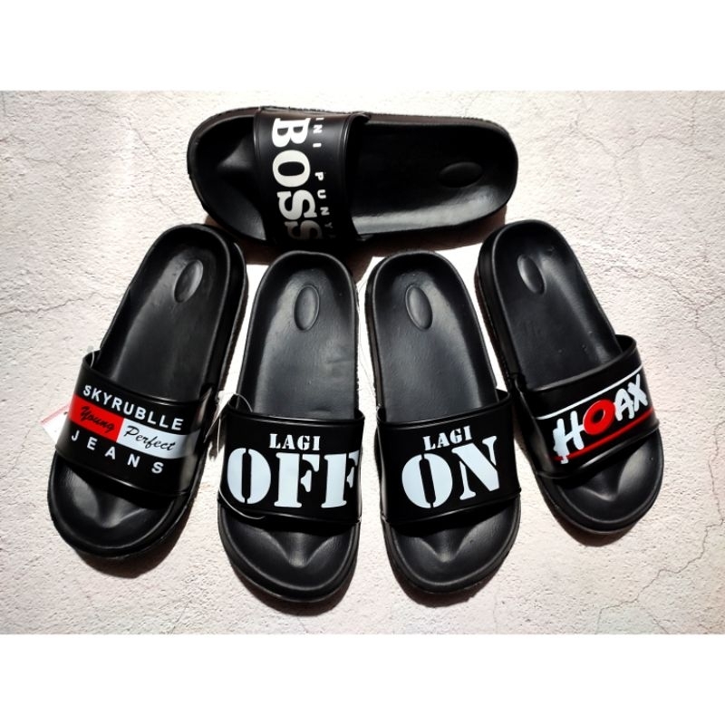 Shevano men's slop sandals with this motif, boss slide sandals | Shopee ...