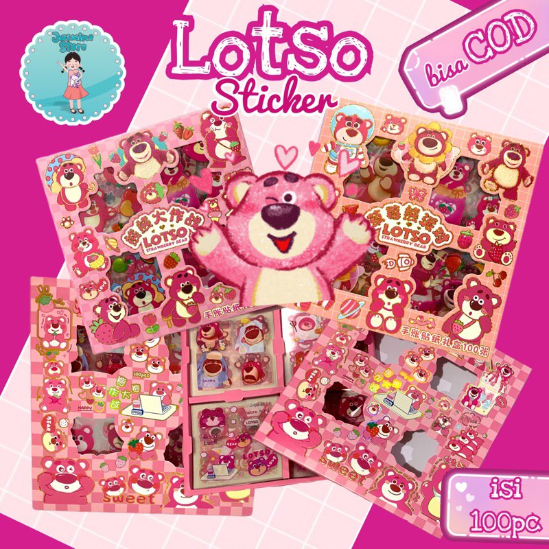 Strawberry Bear Stickers, 100 pcs Pink Bear Stickers, Toy Story Cute ...