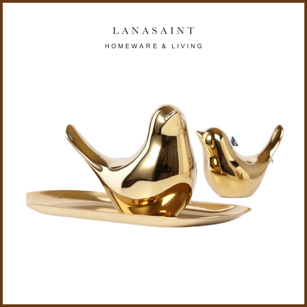 Lanasaint Bird Gold Statue/Gold Bird Statue | Shopee Singapore