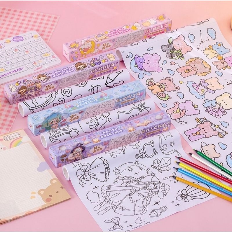 1 roll!! Roll coloring paper/drawing roll/coloring roll/roll/cute roll ...