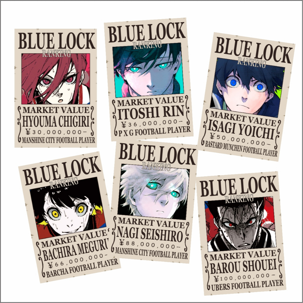 A4 Anime Blue Lock Ranking Poster Collection - Bounty Decoration Blue ...