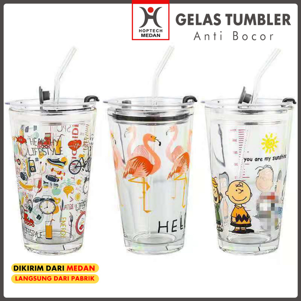 Tumblr Glass Clear Glass Mug Glass Cup With Leak-Proof Lid 400ml Glass ...