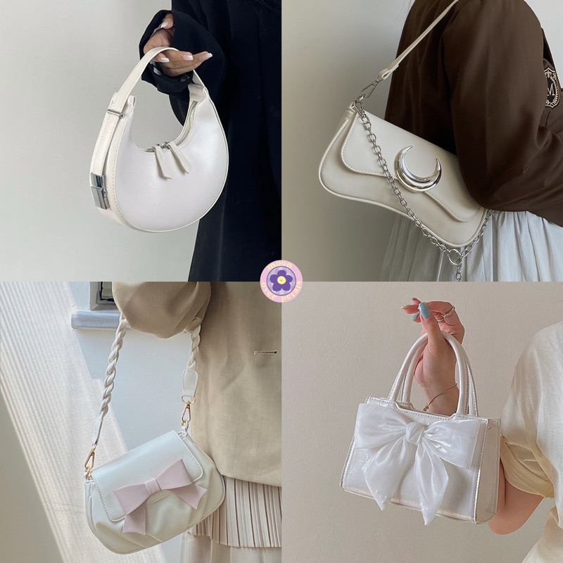 PUTIH [PO] White HAND BAG EDITION baguette sling BAG WHITE sling Korean ...