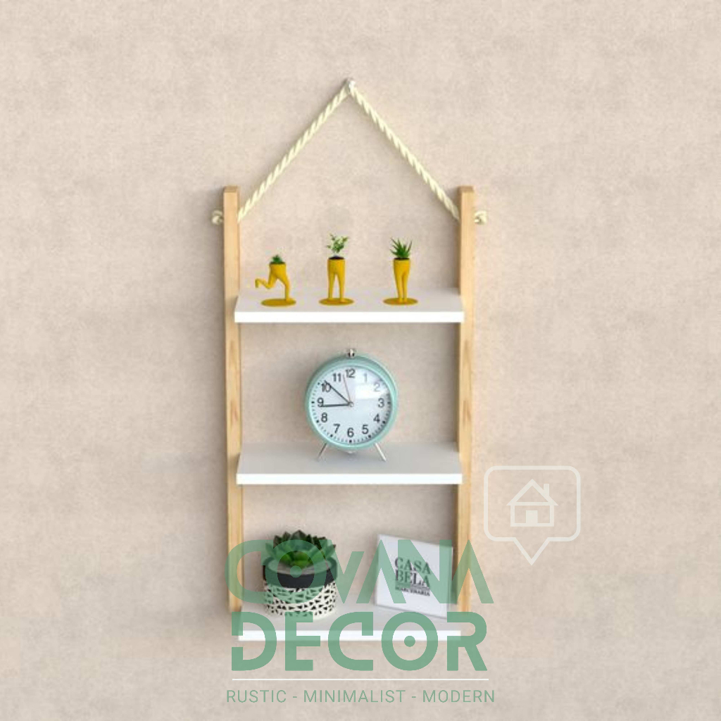 Hanging Rack With 3-tier Rope Modern Minimalist Unique Neutral Color ...