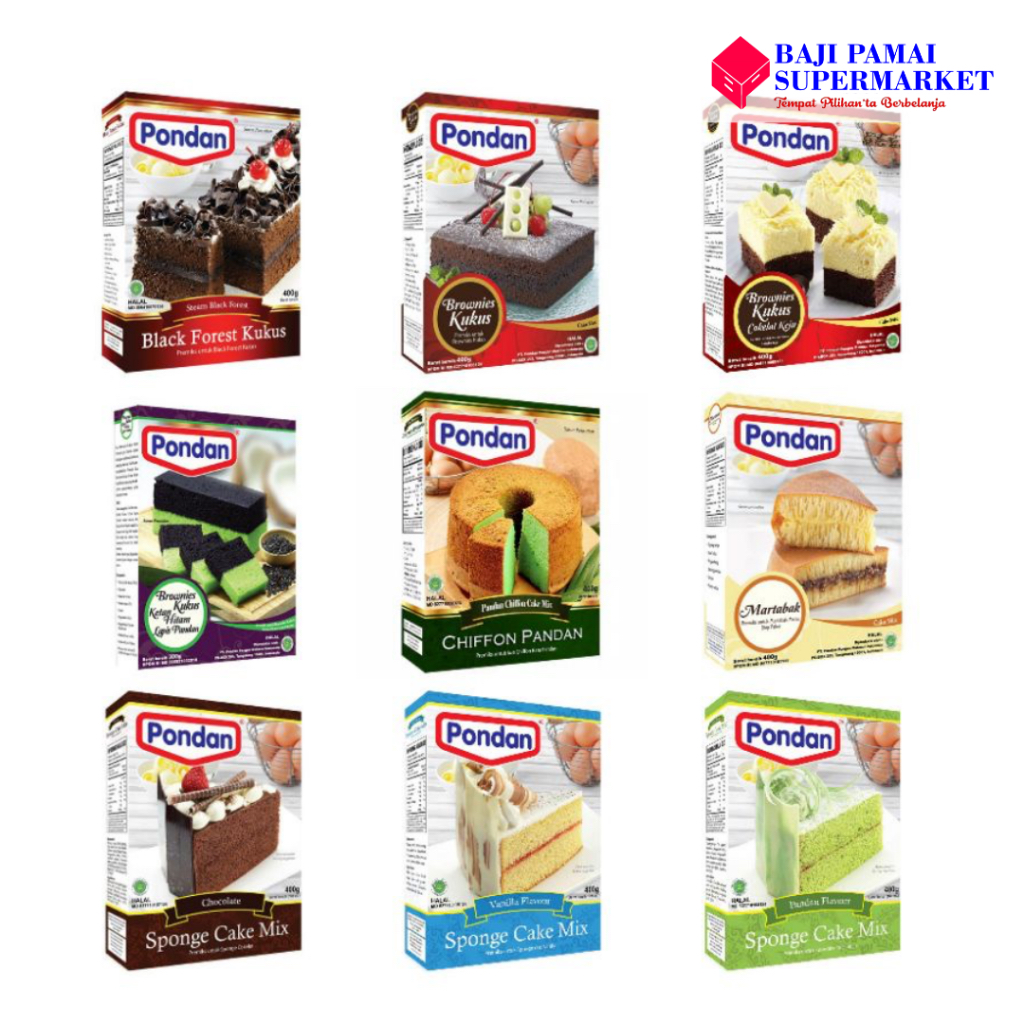 Pondan Sponge Cake Mix Premix Flour 400gr All Variants | Shopee Singapore