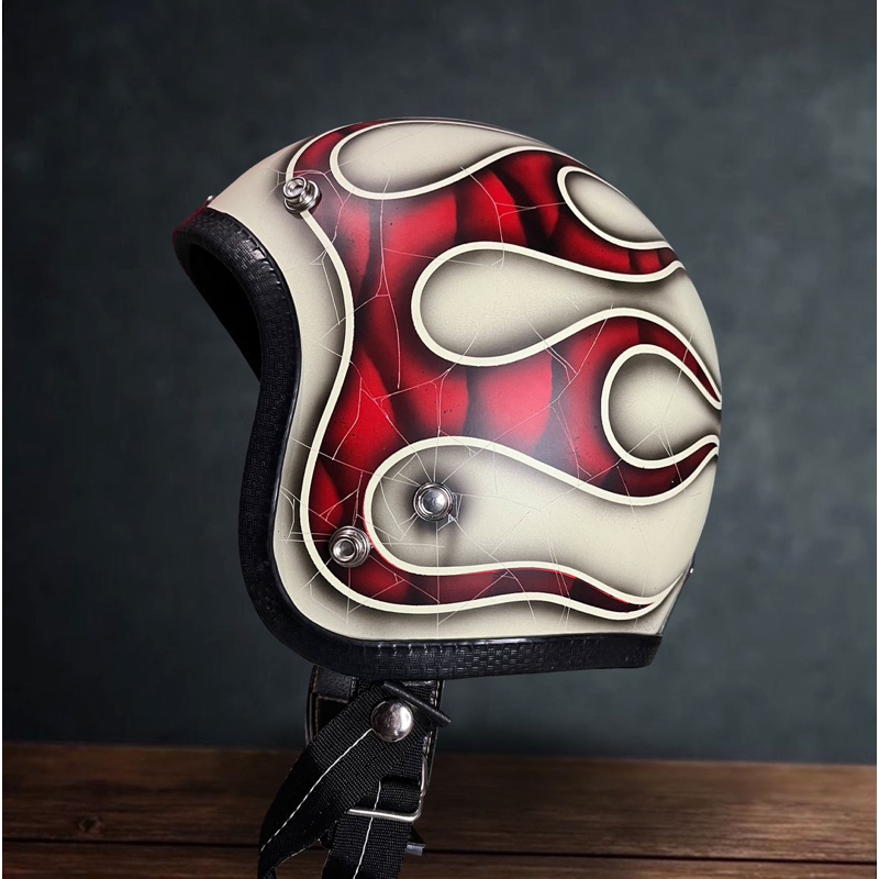 Slimhead 500TX Rugged Patina Flame - Chopper Bobber Helmet - Custom ...