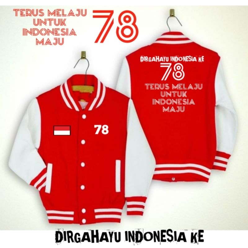 MERAH PUTIH Varsity Jacket 78th Anniversary RI Button model special Red ...
