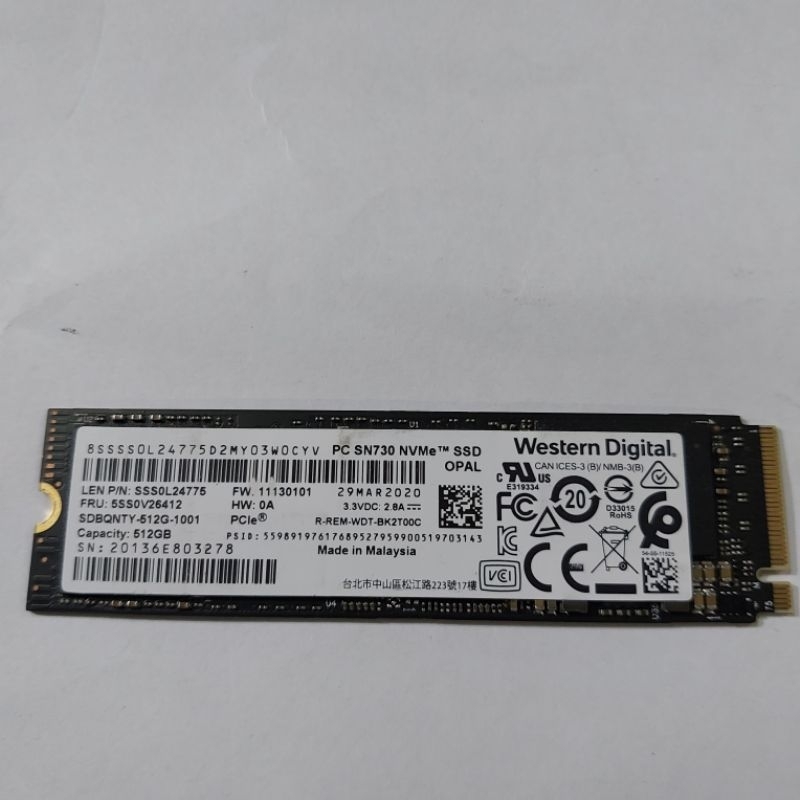 Ssd M2 NVME 512gb wd pc sn730 WESTERN DIGITAL | Shopee Singapore