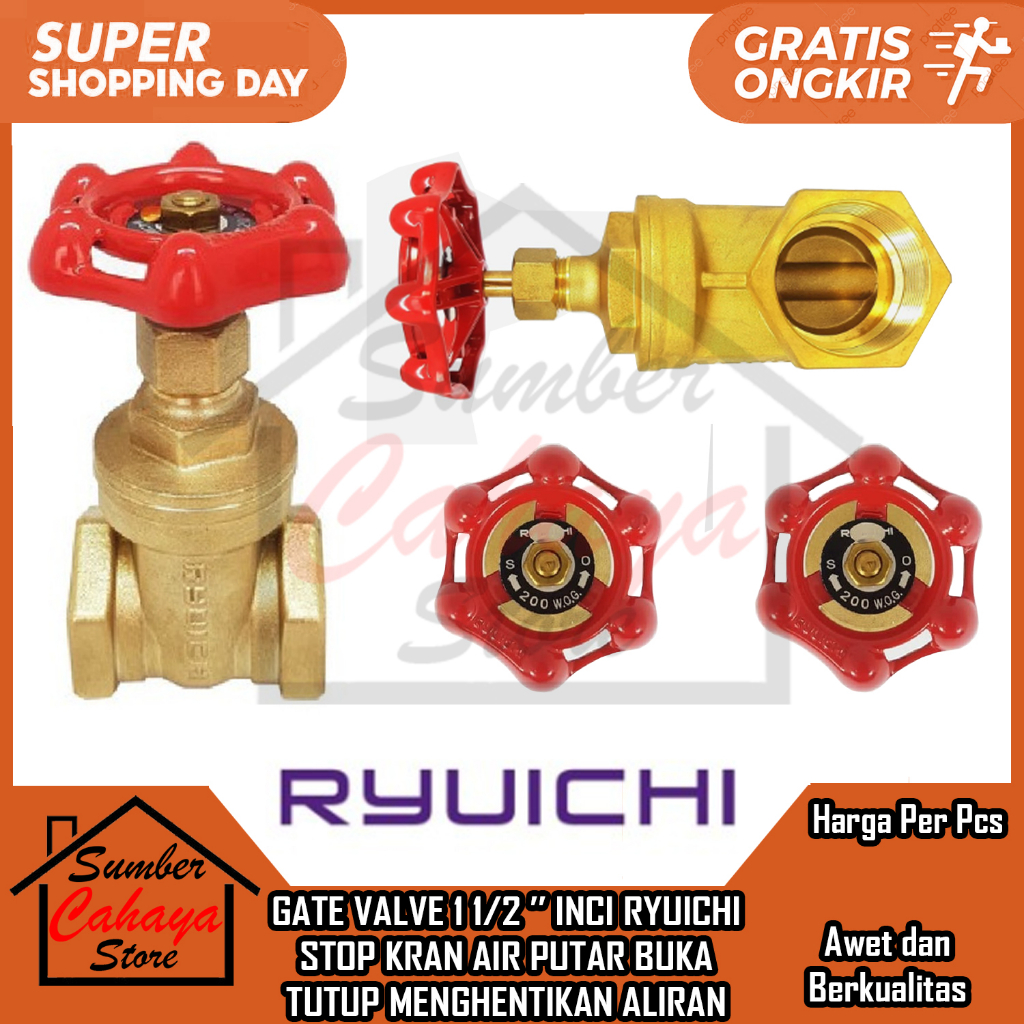 STOPKRAN 1 1 1/4'' RYU010 BRASS STOP KRAN GATEVALVE RYUICHI GATE VALVE ...