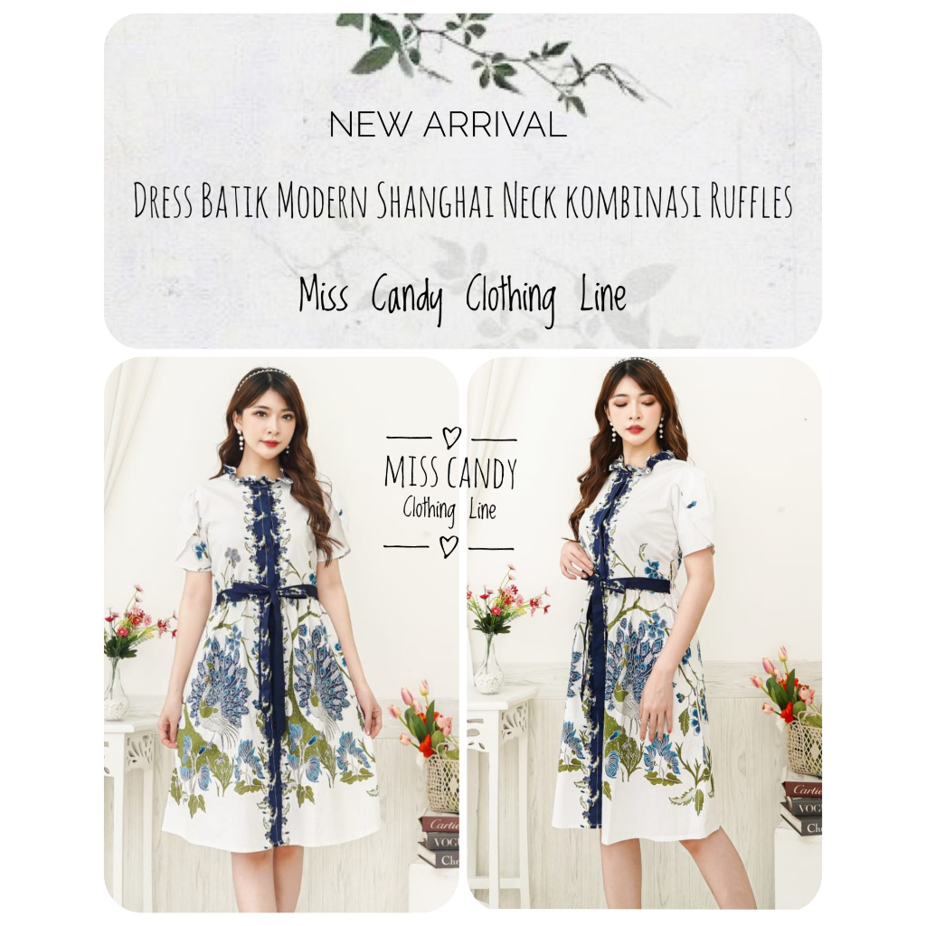 KATUN 176 Dress Batik A-LINE Work Women Modern Shanghai Neck ...