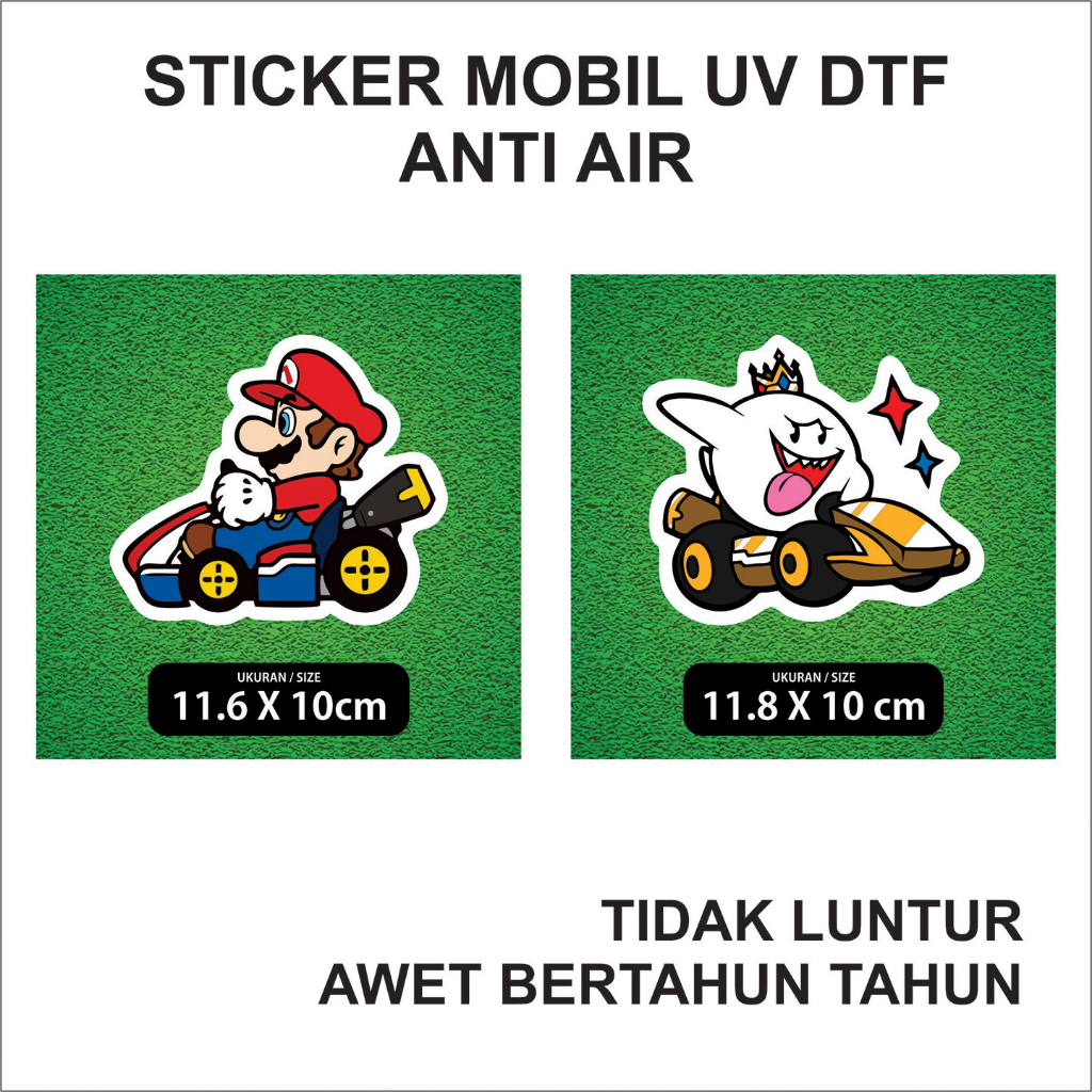 SUPER MARIO KART STICKERS / WATERPROOF STICKERS / CAR STICKERS | Shopee ...