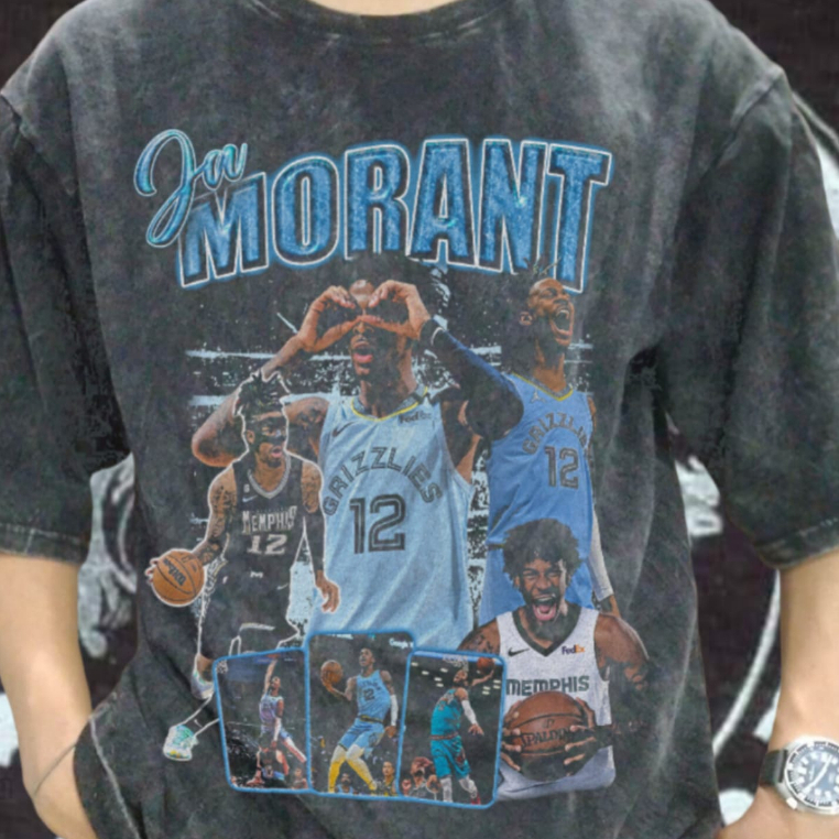 Ja MORANT BOOTLEG VINTAGE TEE | Ja MORANT OVERSIZED TEE | Retro BUILTUP ...