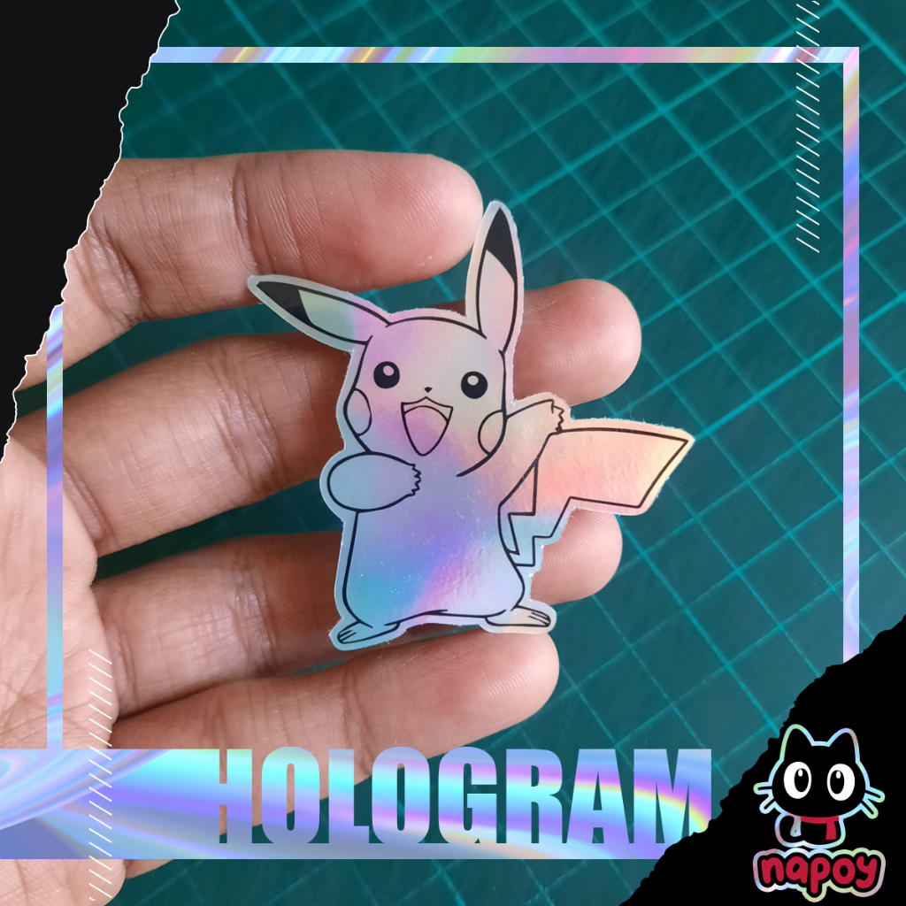 Pokemon Pikachu Line Art Game Anime Hologram Sticker | Shopee Singapore