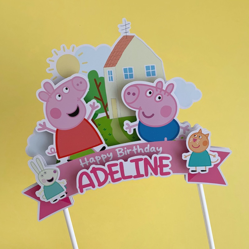 Cake Topper 3D Character Peppa Pig Pepa Pig Birthday Cake Topper Skewer ...