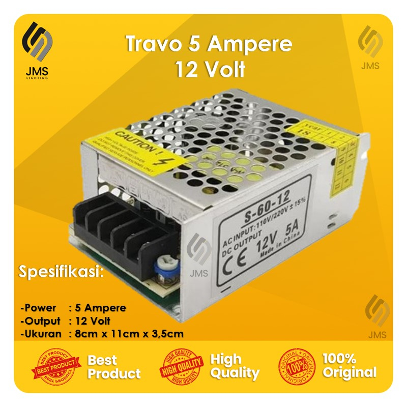 Travo 5A 12V POWER SUPPLY LED STRIP 5 A 12 V VOLT CCTV TRANSFORMER ...