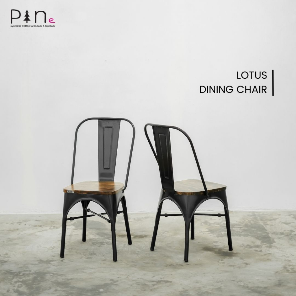 Solid Minimalist Iron Dining Chair Industrial Cafe Resto Chair - Lotus ...
