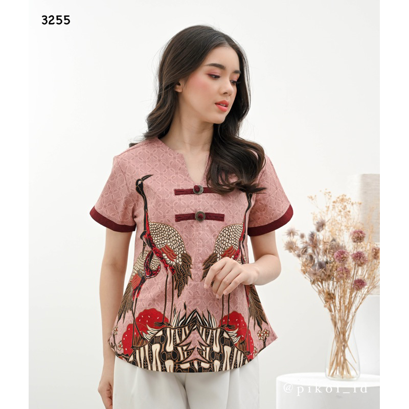 MERAH Red batik top / Women's batik Cheongsam / ethnic batik clothes ...