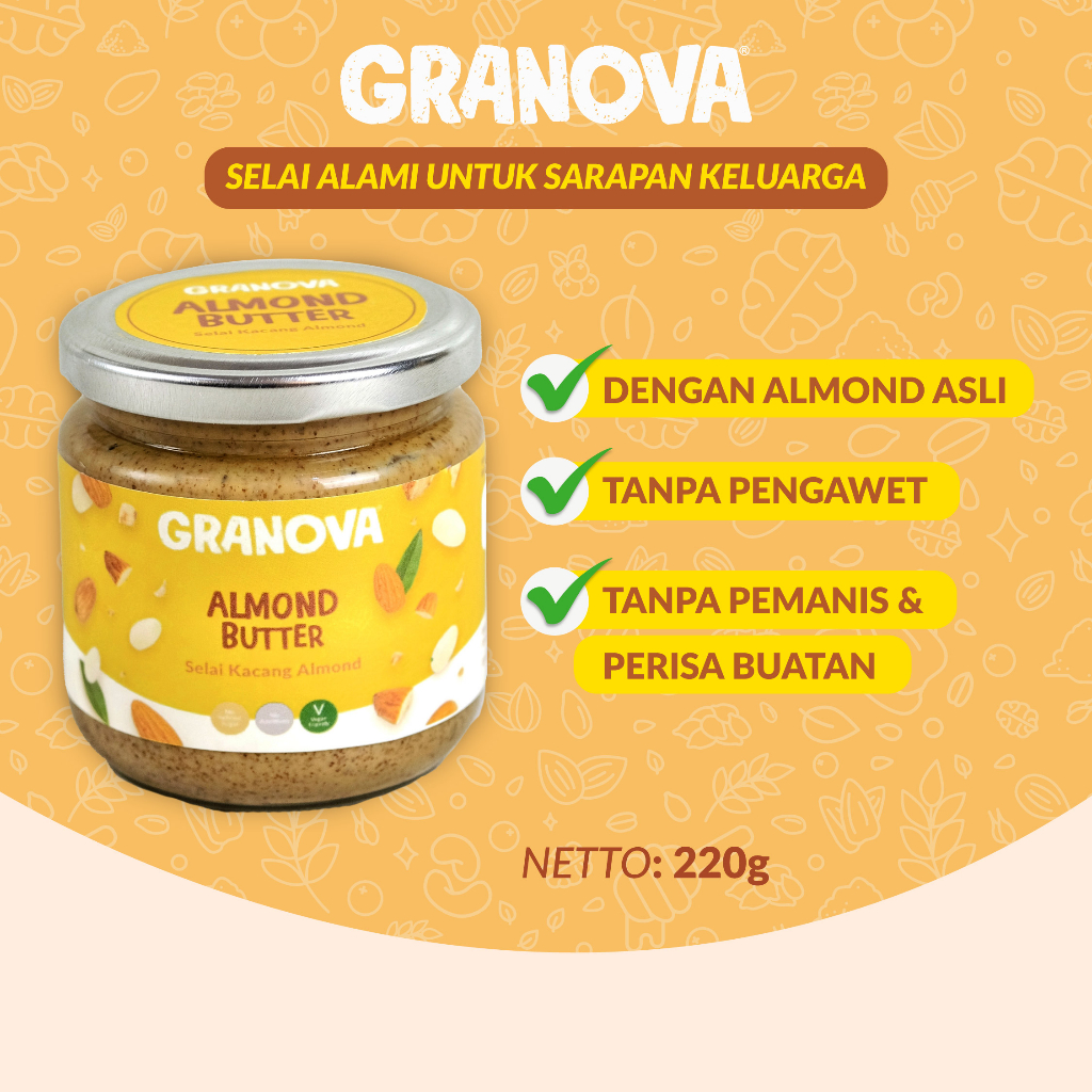Granova - Almond Jam 220gr/Almond Butter (Unsweetened/No Sugar, Vegan ...