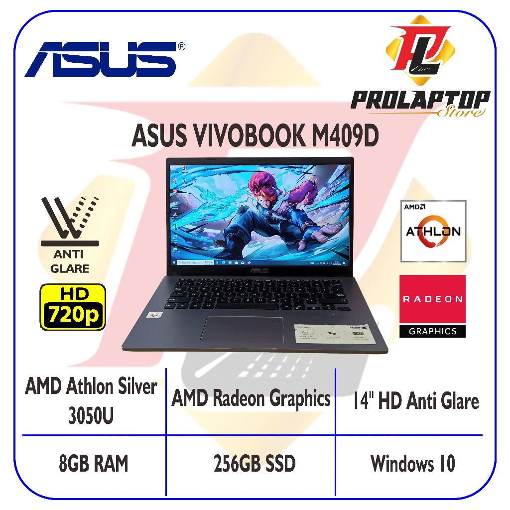 Asus VivoBook M409D AMD Athlon Silver 3050U RAM 8GB SSD 256GB | Shopee ...