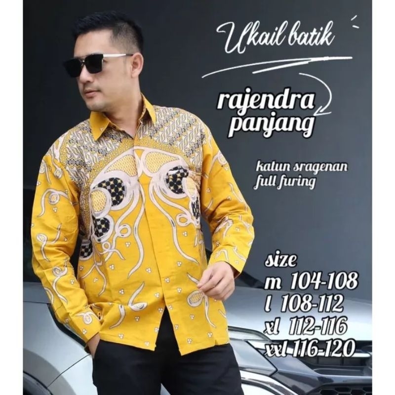KEMEJA Mustard Yellow Men's Batik Shirt Long Sleeve Lined Furing Contemporary Batik | Shopee ...