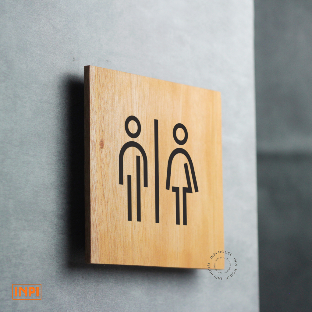 KAYU INPI - Mahogany Wooden Sign Square Sticker Toilet / Restroom Logo ...