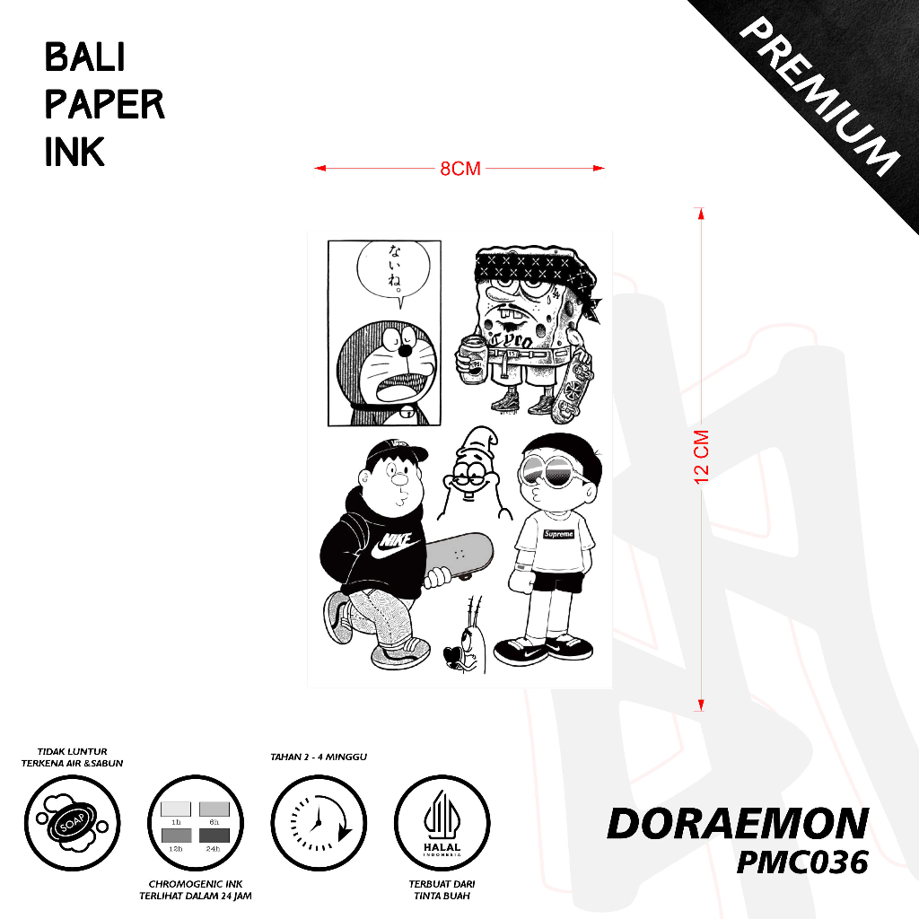 Bali Paper Ink PMC036 Cartoon 2 Fruit Ink Temporary Tattoo Premium ...