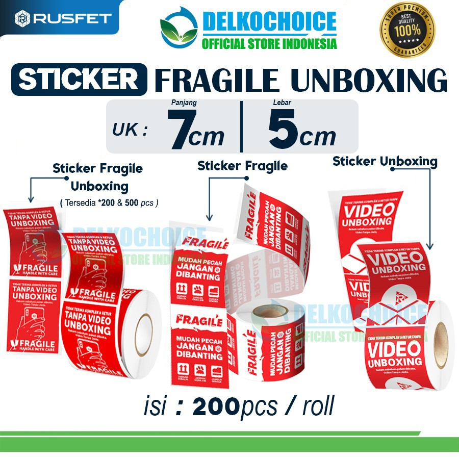 Fragile UNBOXING Sticker Cromo RUSUFET HANDLE WITH CARE Sticker 200PCS ...