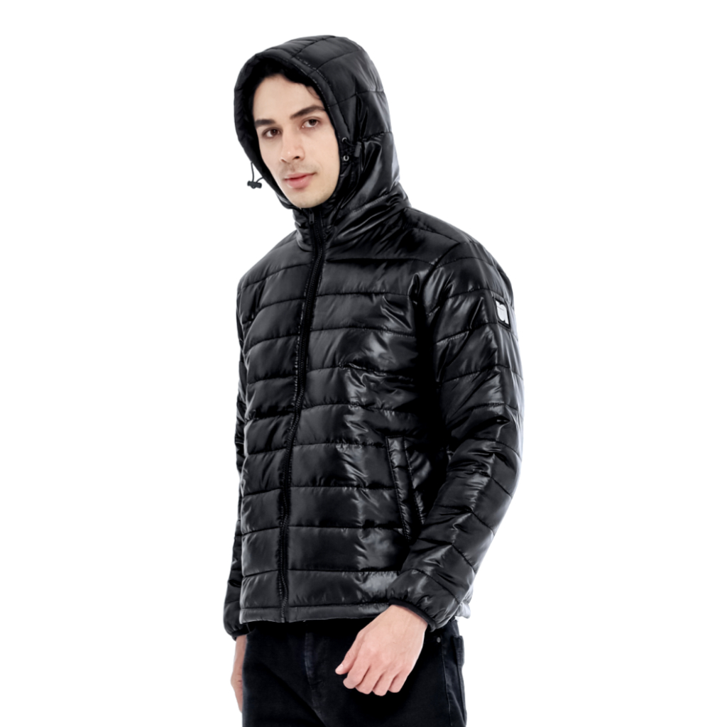 HITAM Puffer Jacket Ultralight Black Metallic Winter Coat Thick Winter ...