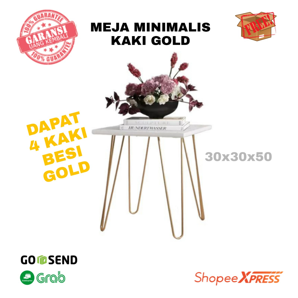 PUTIH White Minimalist Guest Table 30x30x50 GOLD/ Study Room Table Cafe ...