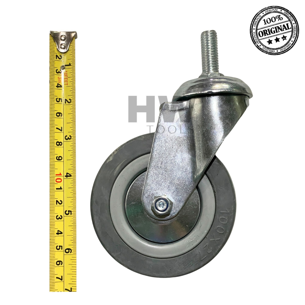 Gray Rubber Wheel Axle Bolt Nut 4 Inch Live Swivel Caster Trolley ...