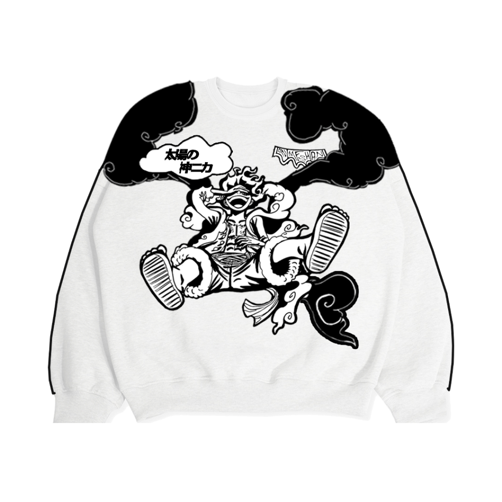 Anime-shian LUFFY GEAR 5 CREWNECK BONUS Stickers, MANGA Panels, And ...