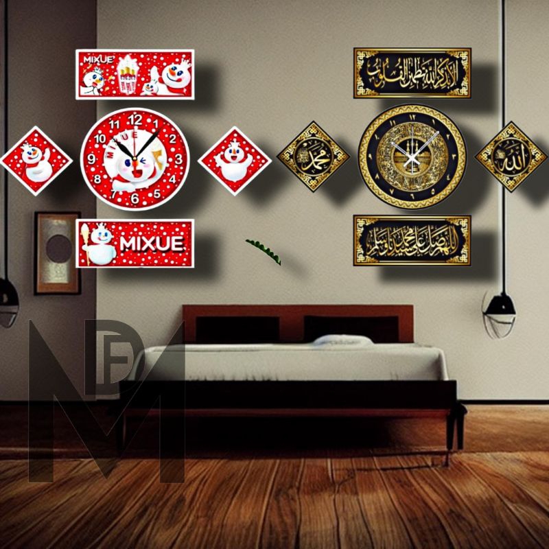 HIASAN DINDING Character Calligraphy Wall Clock | Unique Clock ...