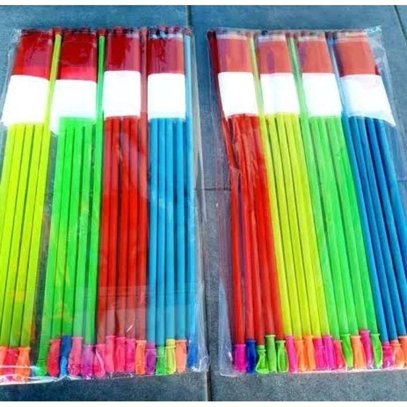 MERAH PUTIH (20Pcs) Red White Plastic Stick Flag Plus Balloons ...