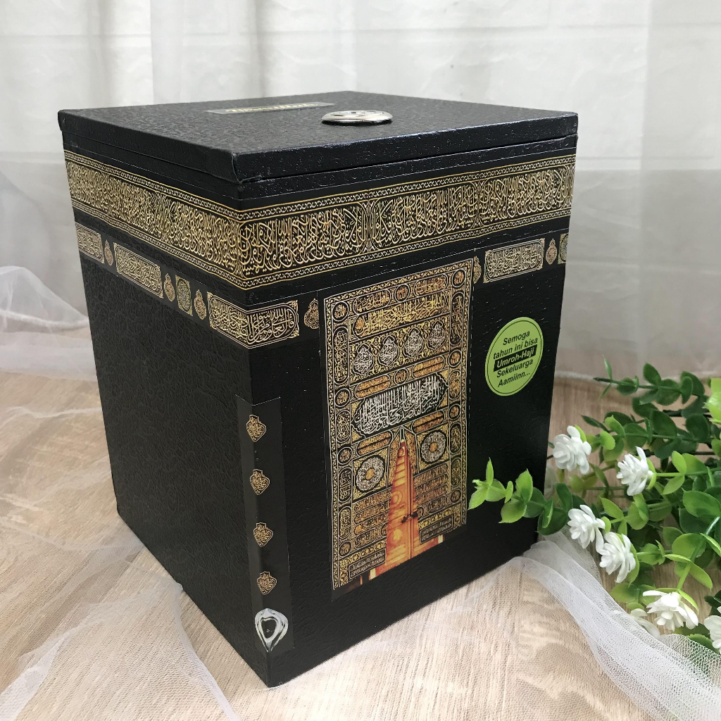 KAYU Piggy Bank Ka'bah Kaaba Wooden Piggy Bank Lock Box Miniature Kaaba ...